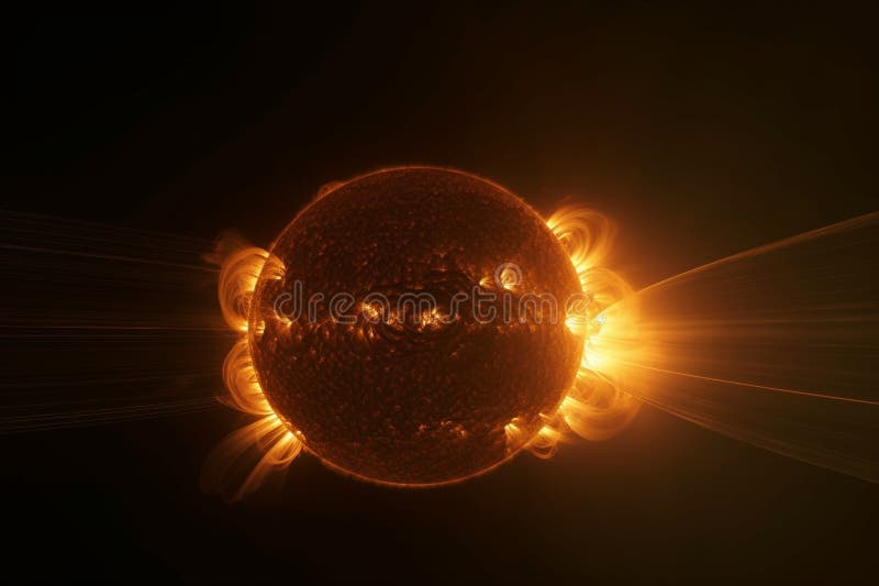 Sun and Magnetic Fields Storm. Generative AI Stock Image - Image of ...