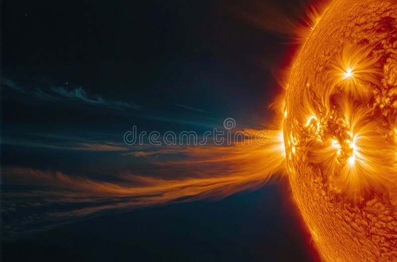 Sun with Magnetic Storms. Plasma Flash on the Surface of a Our Star ...