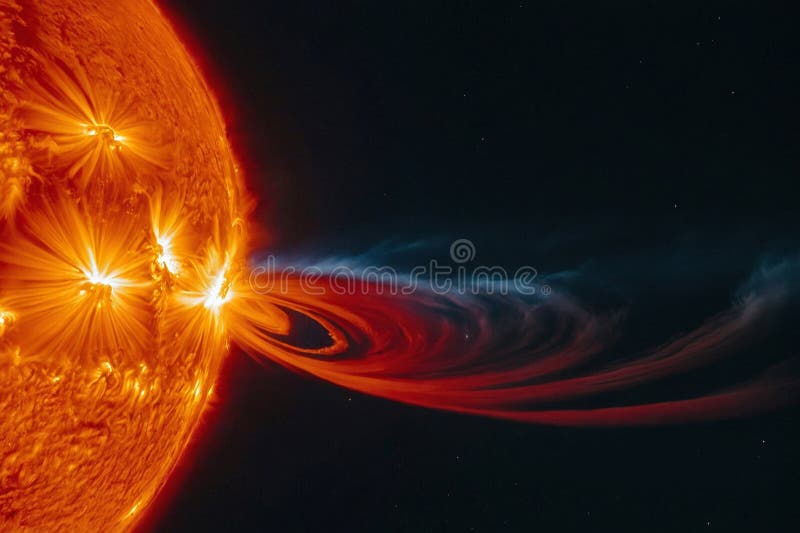 Sun with Magnetic Storms. Plasma Flash on the Surface of a Our Star ...