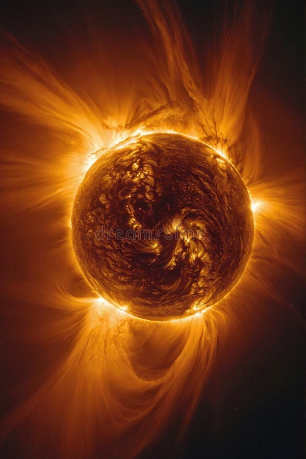 Sun with Magnetic Storms. Plasma Flash on the Surface of a Our Star ...