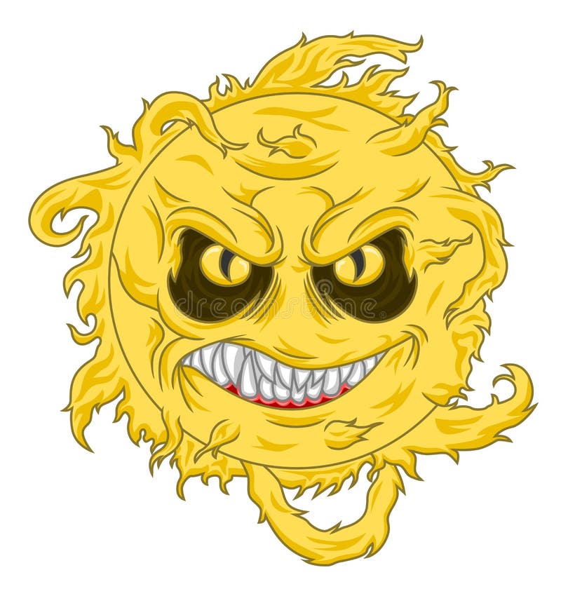 Sol Malvado De La Historieta Stock de ilustración - Ilustración de ...