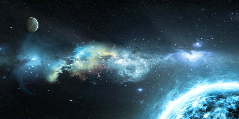 Sun and Mars on the Background of Outer Space with a Beautiful Nebula ...