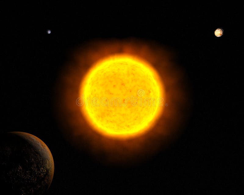 Sun with Mars, Earth and Venus Stock Illustration - Illustration of ...