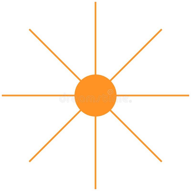 Sun Minimalist Illustration Symmetrical Orange Sunrays Sunny Stock ...