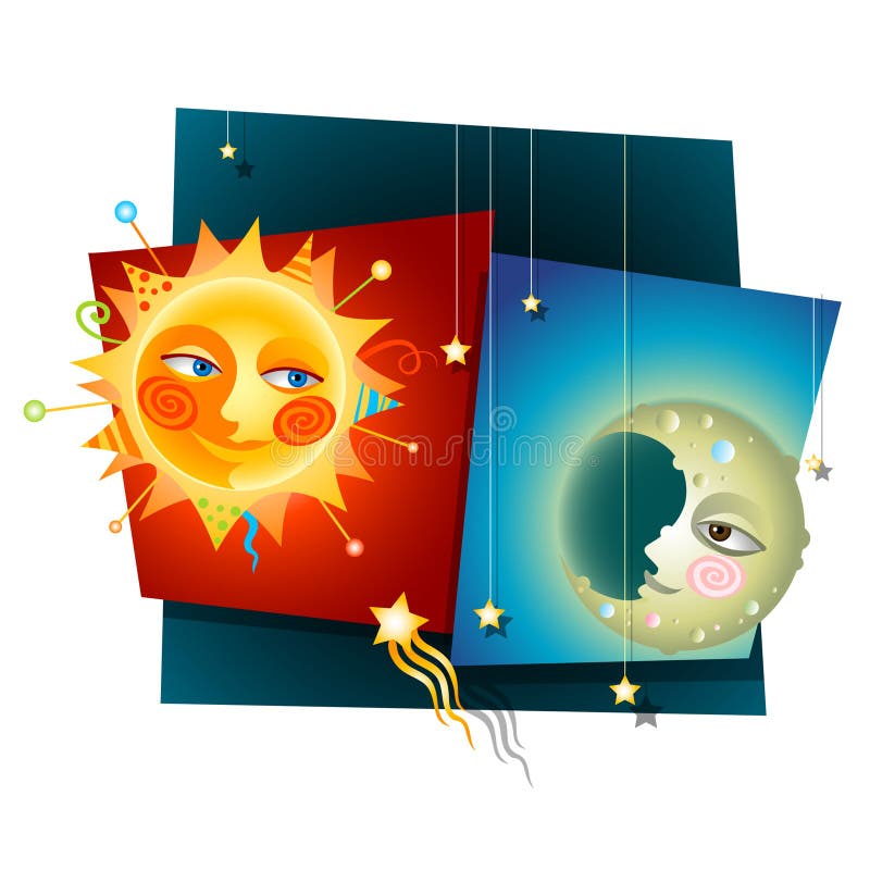 Sun and Moon stock vector. Illustration of mythical, collage - 17561202
