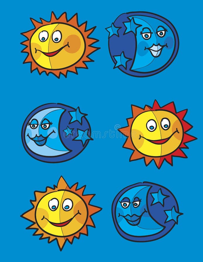 Cartoon sun and moon stock vector. Illustration of sunshine - 30405691