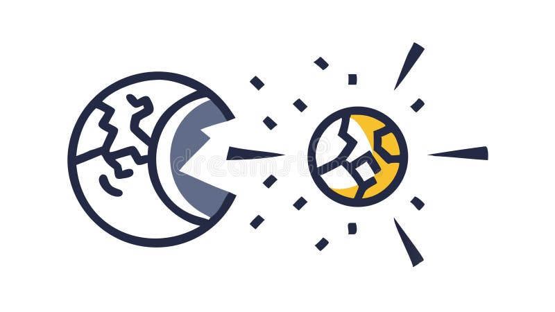 Sun and Moon Collision or Eclipse Conceptual Vector Icon, Vector Design ...