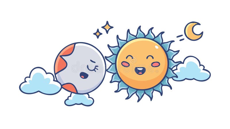 Sun Moon Day Night Characters Icon, Vector Design Generative AI Stock ...