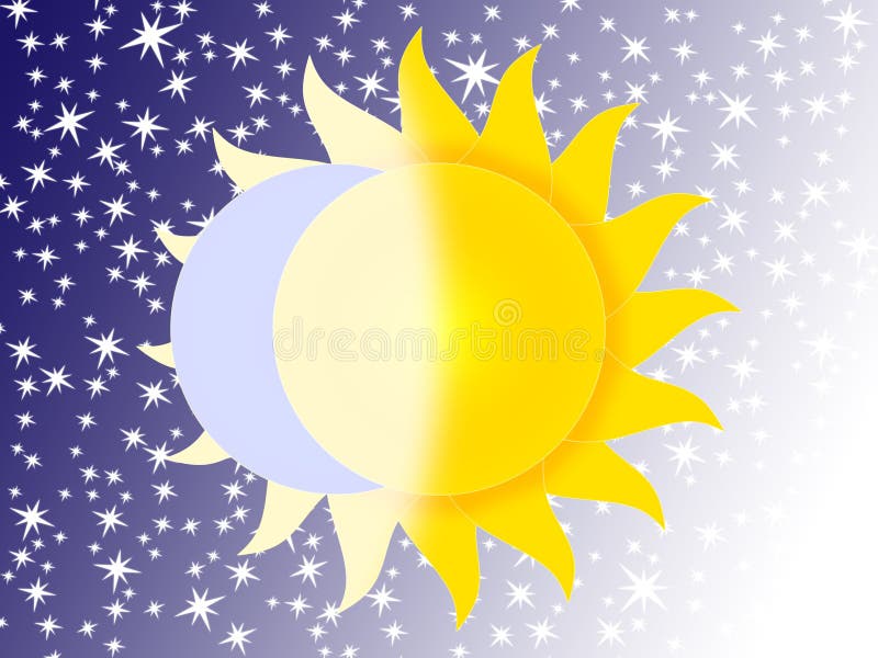 Sun and Moon, Day and Night Stock Illustration - Illustration of blue ...