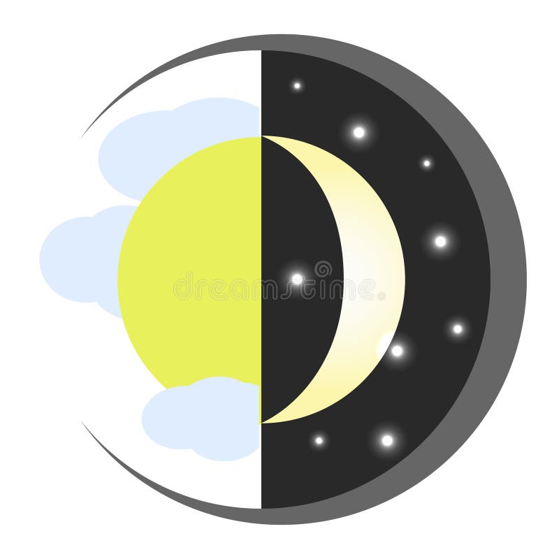 Sun and Moon. Day and Night. Vector Illustration of a Split Screen ...