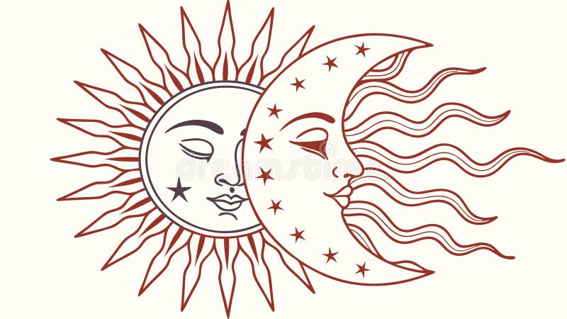Sun and Moon Faces United, Cosmic Harmony Vector Art, Vector Design ...