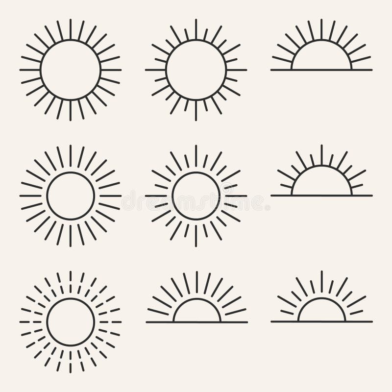 Sun or Moon Icon Set Design Bundle Vector Collection Stock Illustration ...