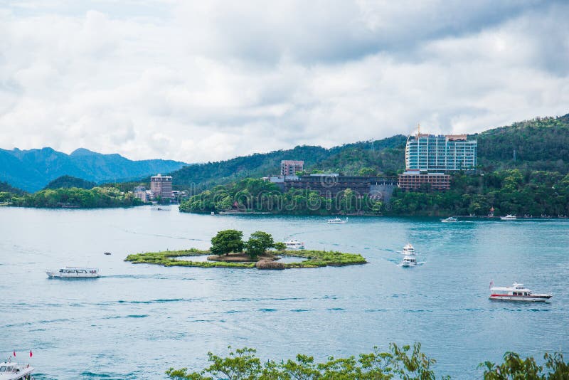 Sun moon lake stock photo. Image of taiwan, water, pagoda - 151280774