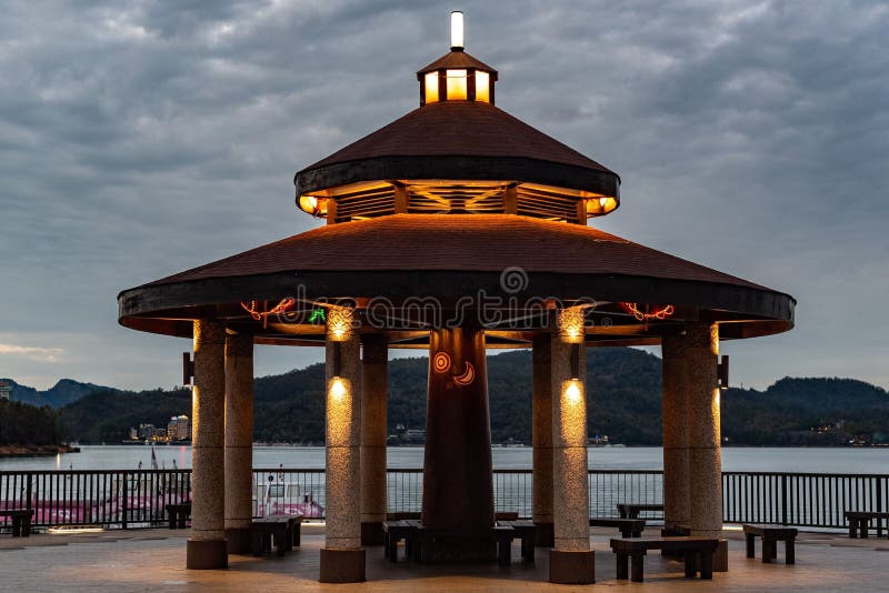 Sun Moon Lake Pavilion in Taiwan. Stock Photo - Image of peaceful ...