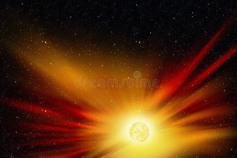 Sun in Outer Space, Bright Light of the Star . Stock Illustration ...