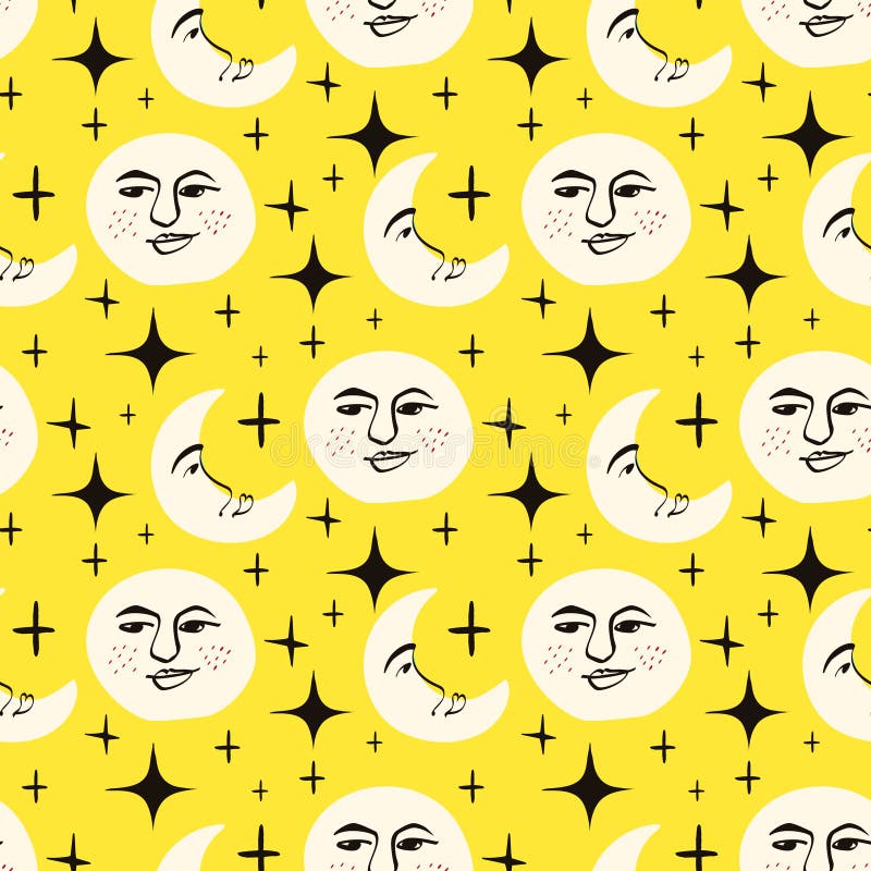 Sun and Moon Pattern. Freaky Quirky Pattern with Sun and Moon ...