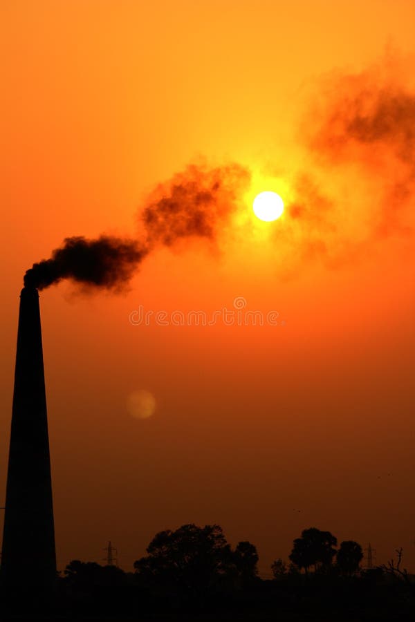 The Sun, the Moon and Pollution Vertical Stock Photo - Image of natural ...