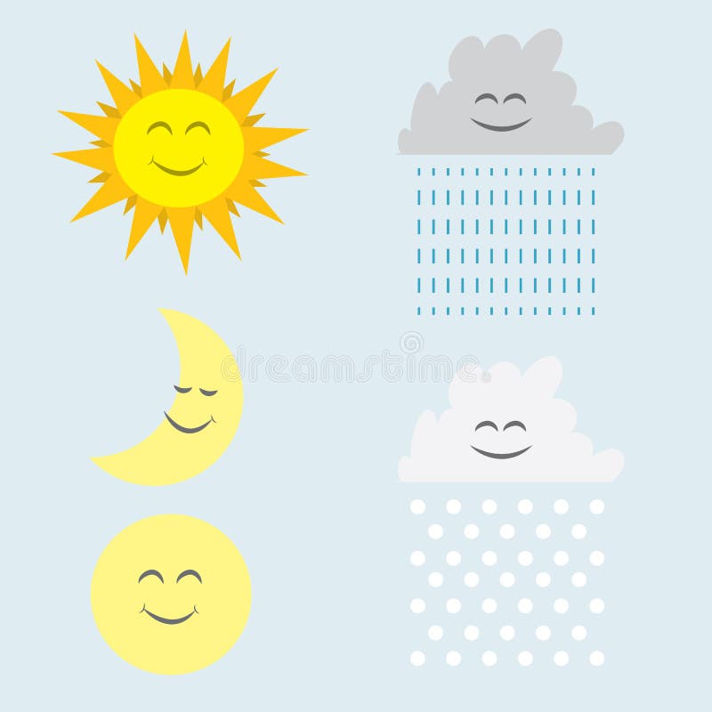 Sun Moon Rain and Snow stock vector. Illustration of cool - 23371025