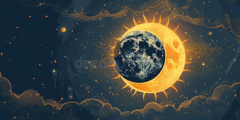 Sun and Moon in Sky stock photo. Image of horizon, clouds - 376899128