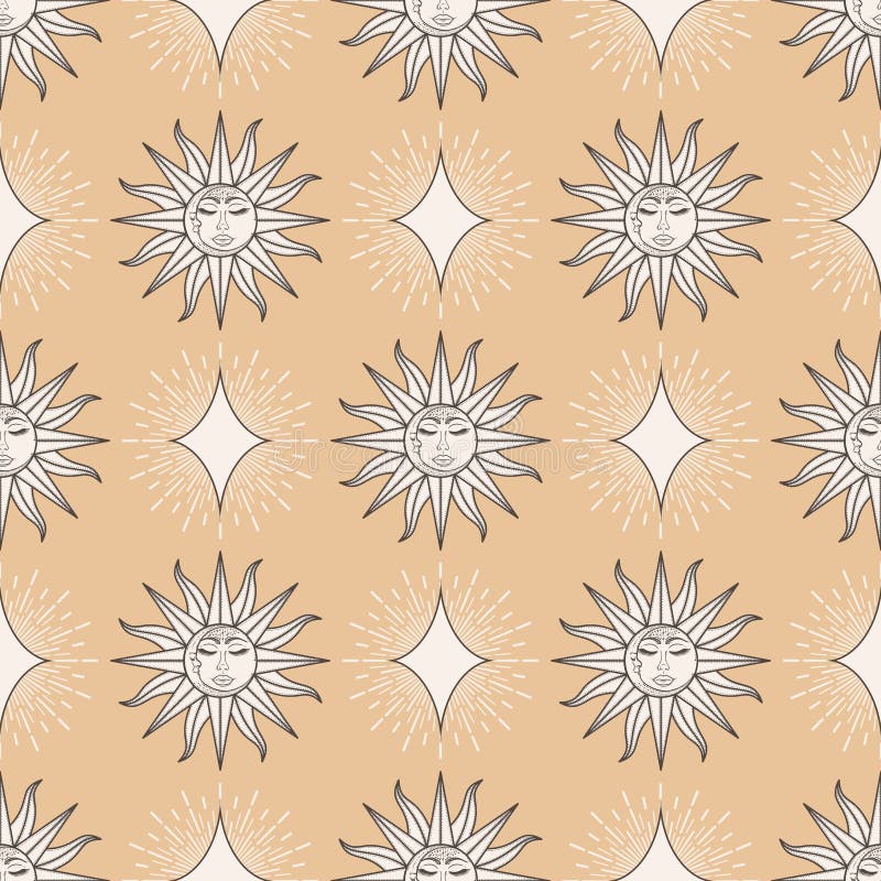 Sun Moon and Stars Celestial Seamless Repeating Surface Pattern Stock ...