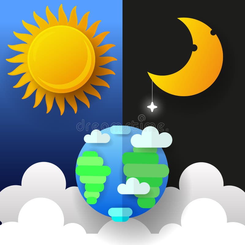 Sun, Moon and Stars. Day and Night Vector Banners Stock Vector ... Sun, Moon and Stars. Day and Night Vector Banners Stock Vector ...