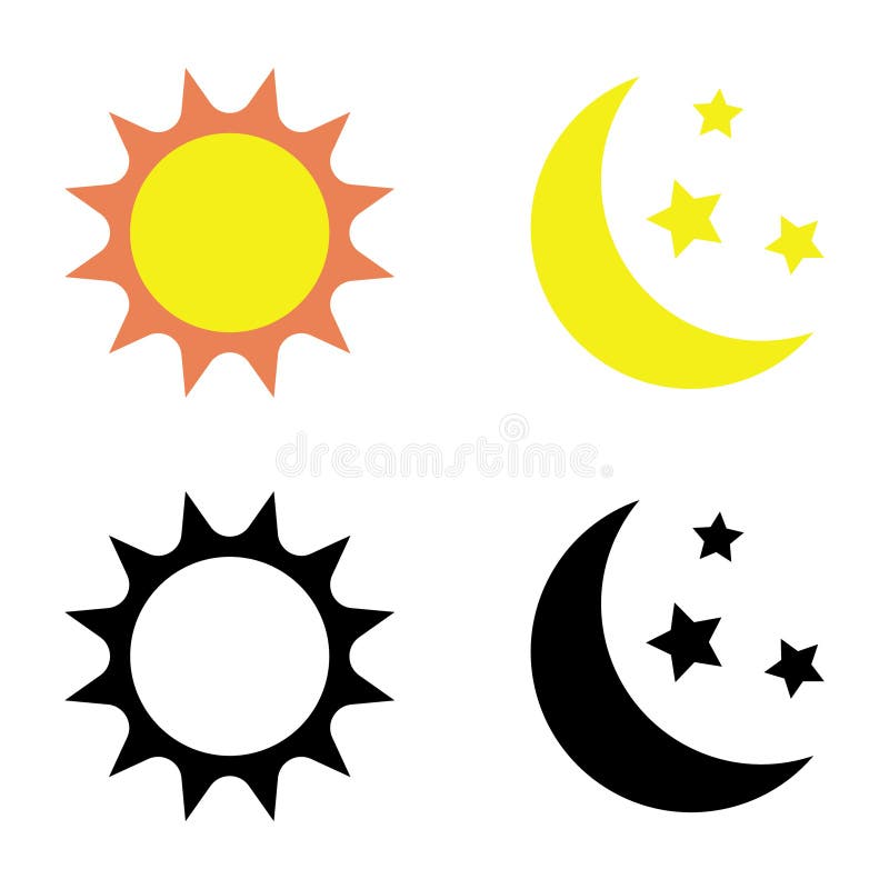 Sun and moon, vector icon stock vector. Illustration of drawing - 291306237