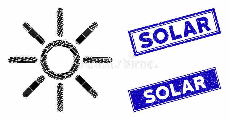 Sun Mosaic and Distress Rectangle Watermarks Stock Illustration ...