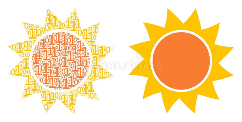 Sun Collage of Binary Digits Stock Vector - Illustration of beams ...