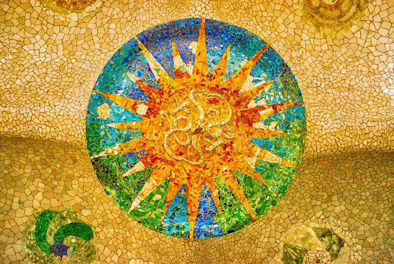 Sun Mosaic at the Parc Guell, Barcelona Editorial Image - Image of ...