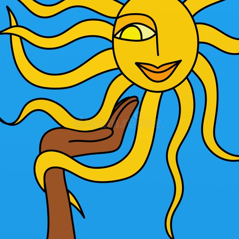 Sun and mother nature stock illustration. Illustration of postcard ...