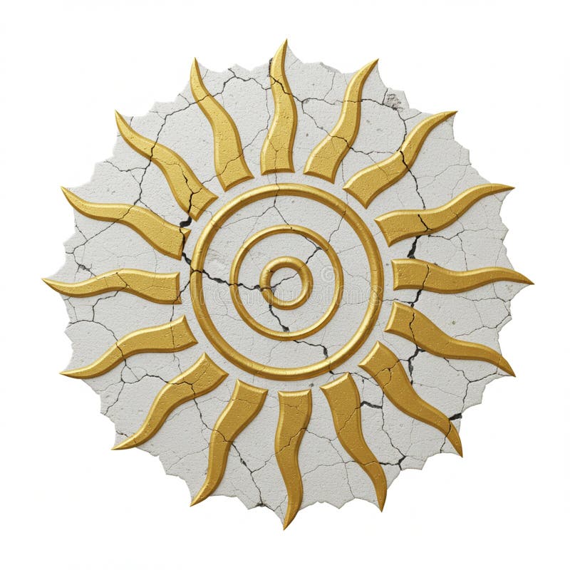 A Sun Motif with a Cracked Texture, Featuring Concentric Circular ...