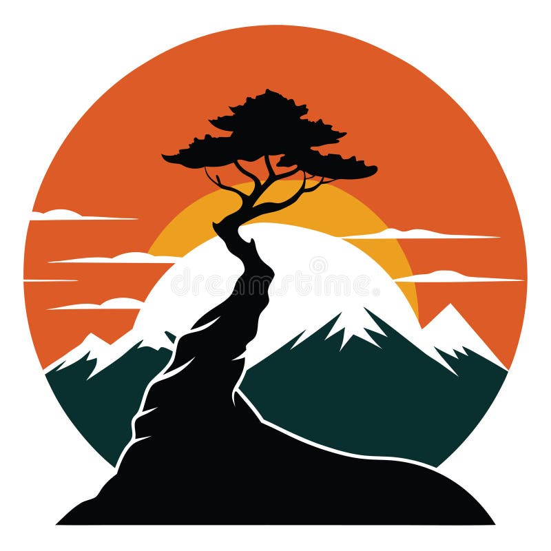 Sun on the Mountain and Bonsai Tree is Howling-si (5) Stock ...