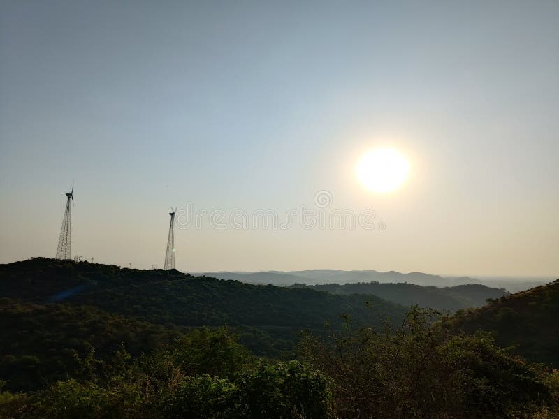 Sun Mountain High Windmill and Forest Stock Photo - Image of forest ...