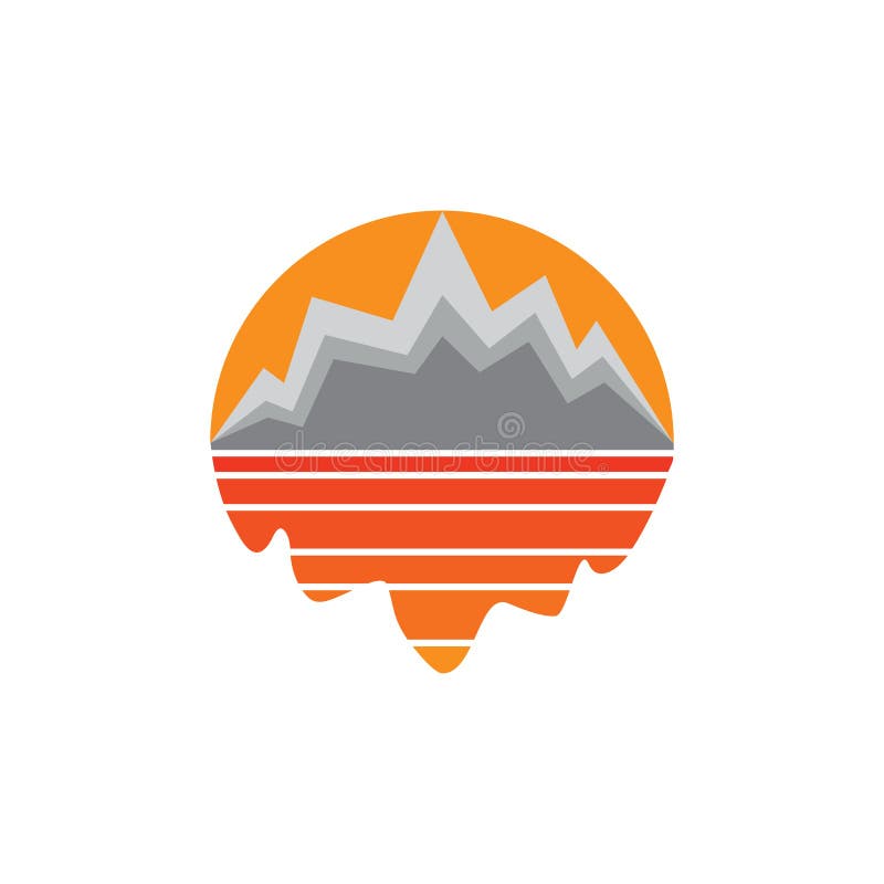 Sun Mountain Shadow Sea Sunset Symbol Vector Stock Vector ...