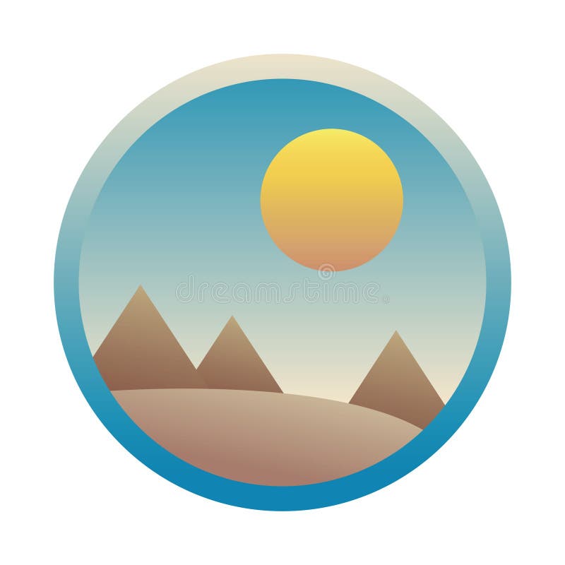 Sun with Mountains. Vector Illustration Decorative Design Stock Vector ...