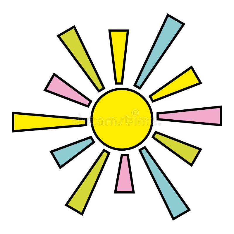 The Sun with Multicolored Rays. Color Isolated Vector Illustration in ...