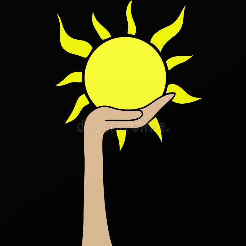 Sun in my hand stock illustration. Illustration of yellow - 17150997