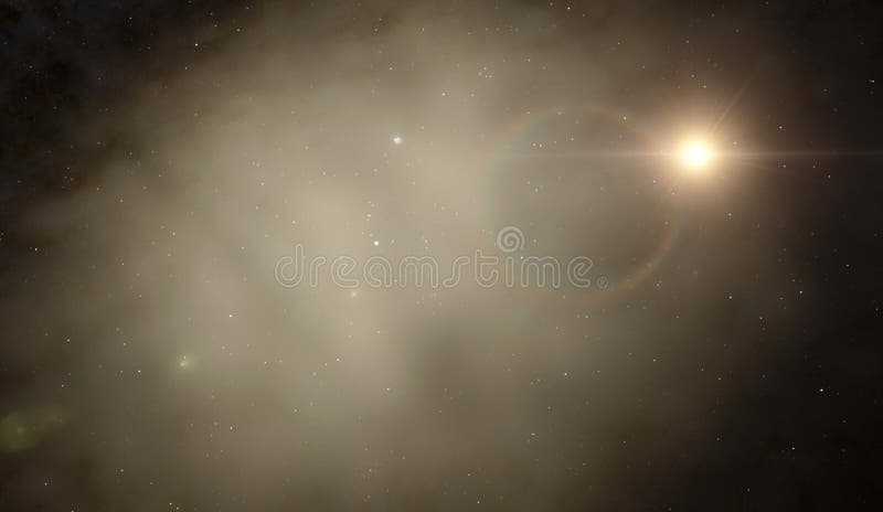 Sun and Nebula Gas, the Universe 3d Illustration Background Stock ...