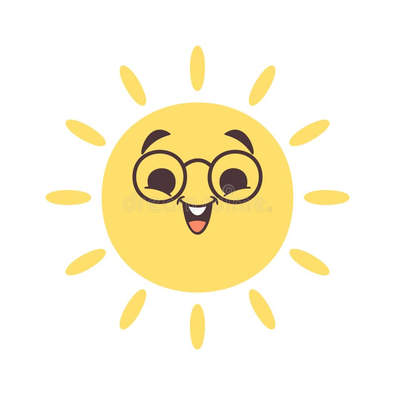 Sun Nerd Character Cartoon Smiley Stock Vector - Illustration of emoji ...