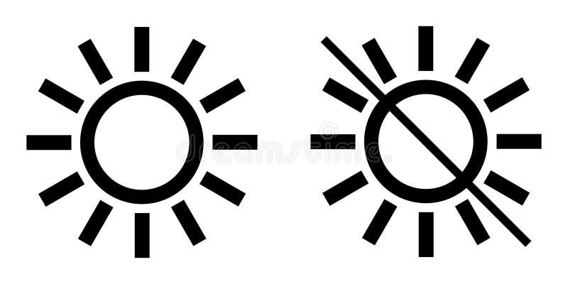 Sun and No Sun Icons. Sun Icon and Crossed Out Sun. Screen Brightness. Brightness Settings ...