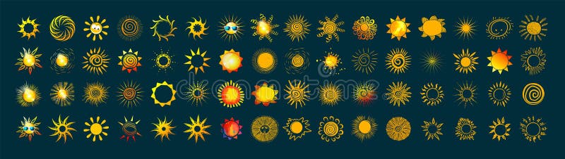 The Sun Objects are Beautiful. Hand Drawn Stock Vector - Illustration ...
