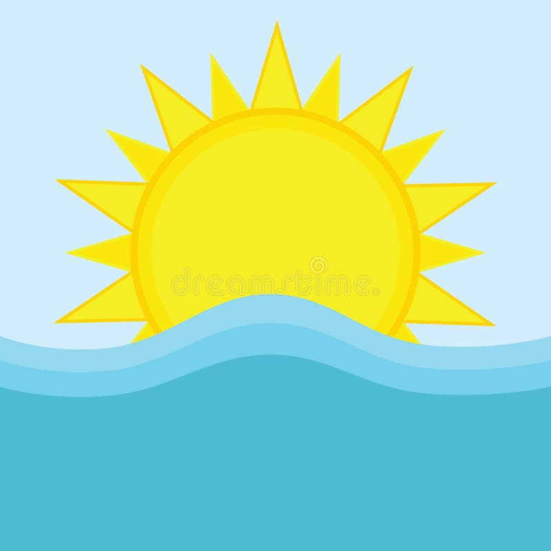 Sun and ocean stock vector. Illustration of ocean, warm - 9330082