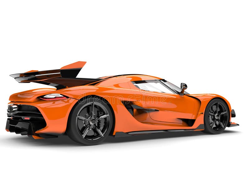 Sun Orange Race Super Car - Side View Stock Illustration - Illustration ...
