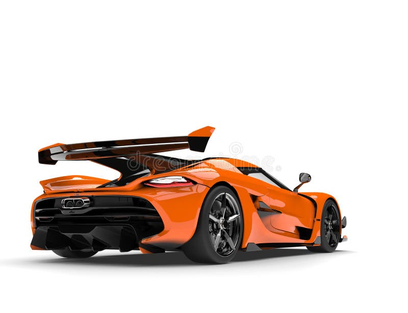 Sun Orange Race Supercar - Back View Stock Illustration - Illustration ...