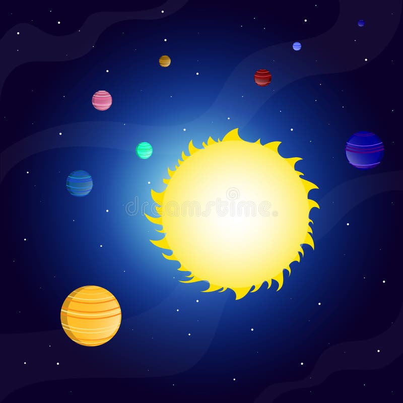 Sun Outer Space Nebula Planets in the Solar System Vector Illustration ...