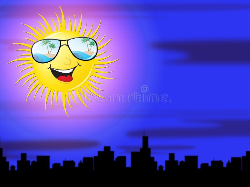 Sun Over the City Shows Hot Cityscape Stock Illustration - Illustration ...