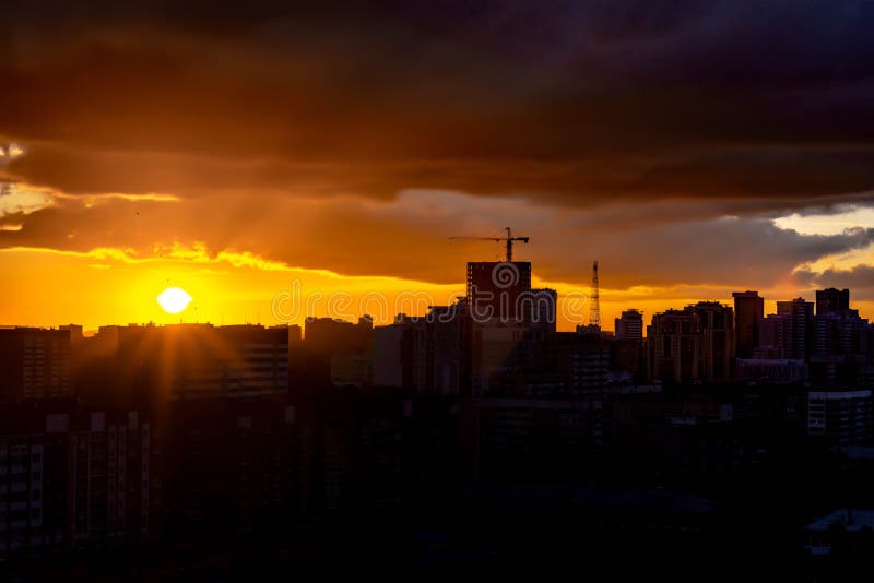 Sun over the city stock photo. Image of light, reflection - 258480104