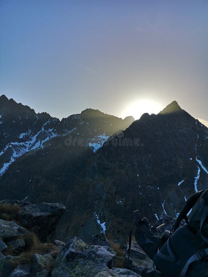 Sun Over the Mountain Range Stock Image - Image of high, sunset: 172104291