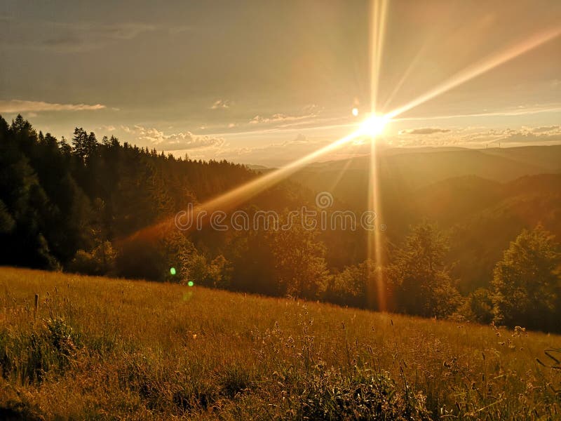 Sun over the mountains stock photo. Image of autumn - 221991960