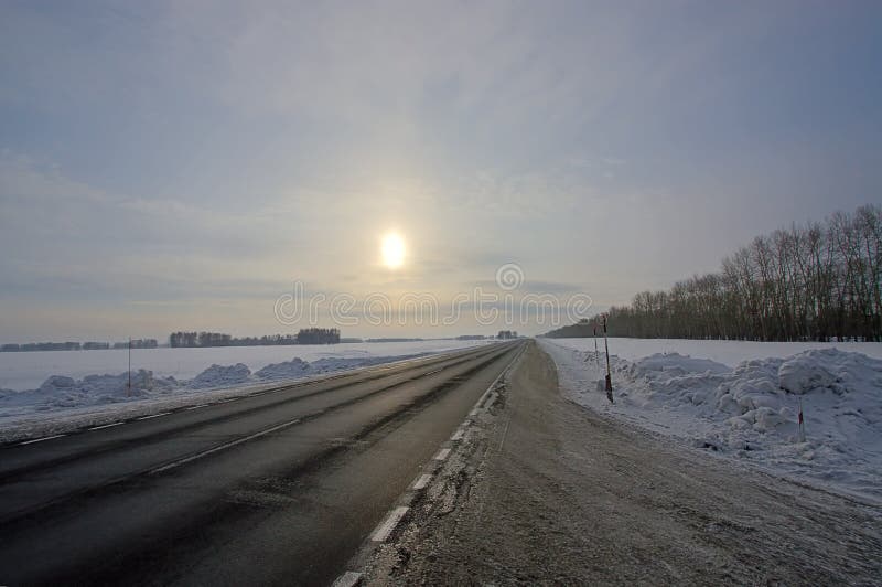 Sun over road stock photo. Image of forest, road, sunset - 18570960